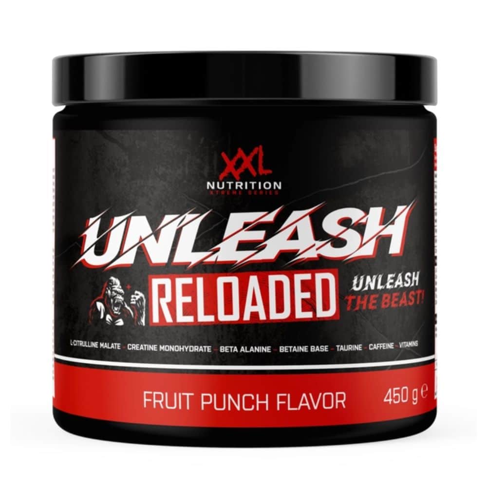 XXL Nutrition Unleash Reloaded Pre Workout Fruit Punch ⋆ OLB Sports